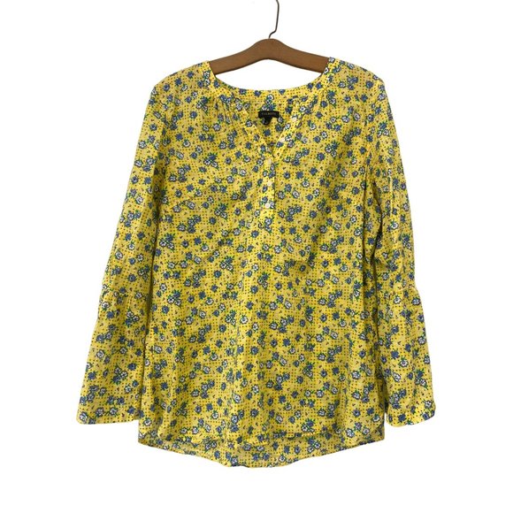 Talbots | Tops | Talbots Floral Bell Sleeve Peasant Top Womens L Yellow ...